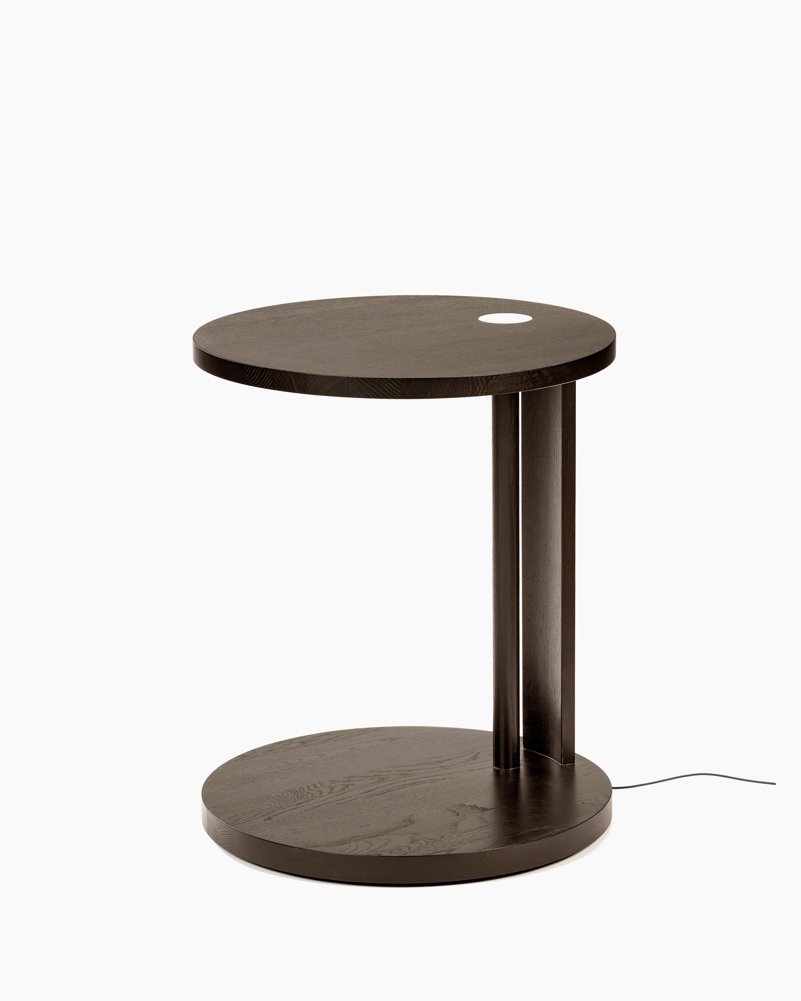 Side table S with LED light oak stained brown Aura – SERAX